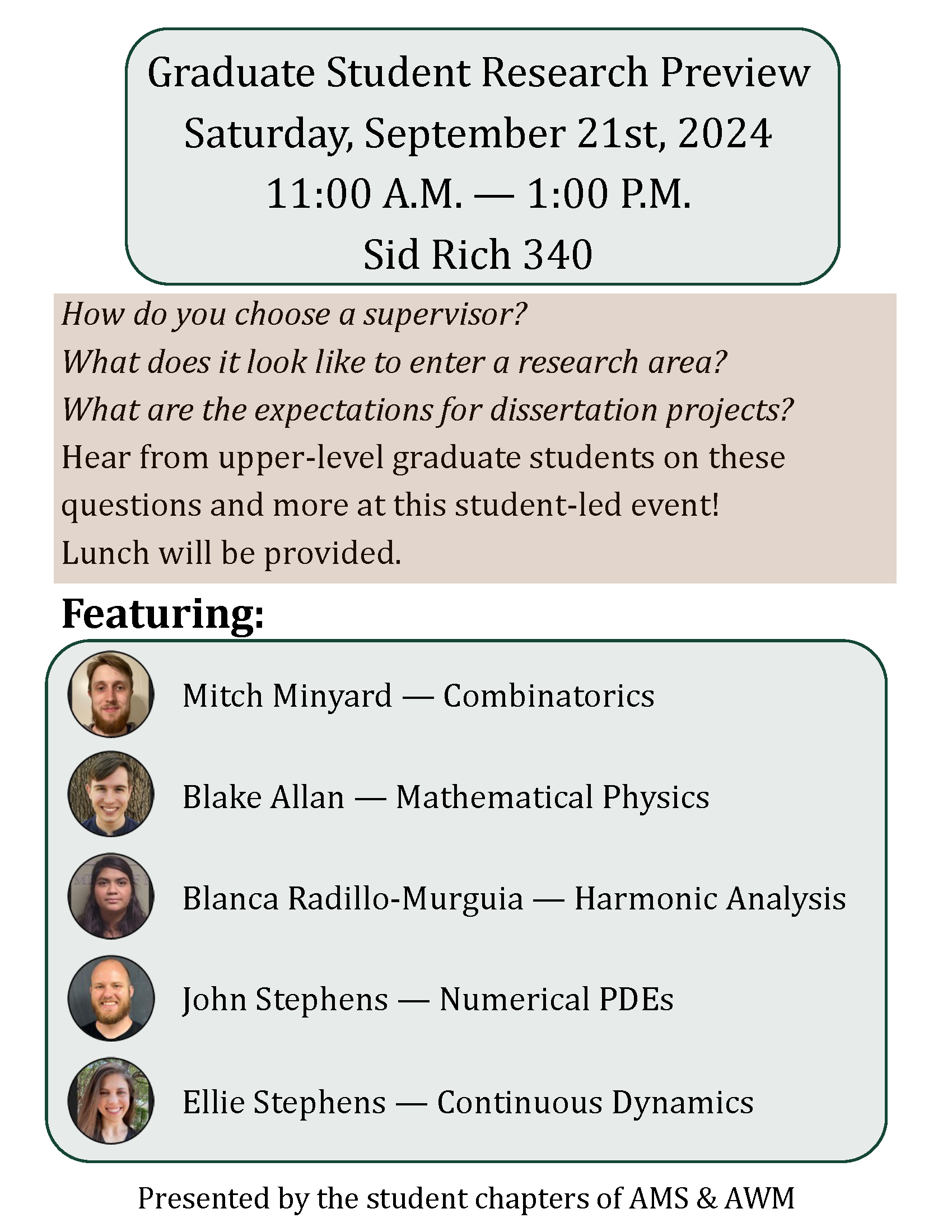 Fall 2024 New Graduate Student Seminar Series | Mathematics | Baylor ...